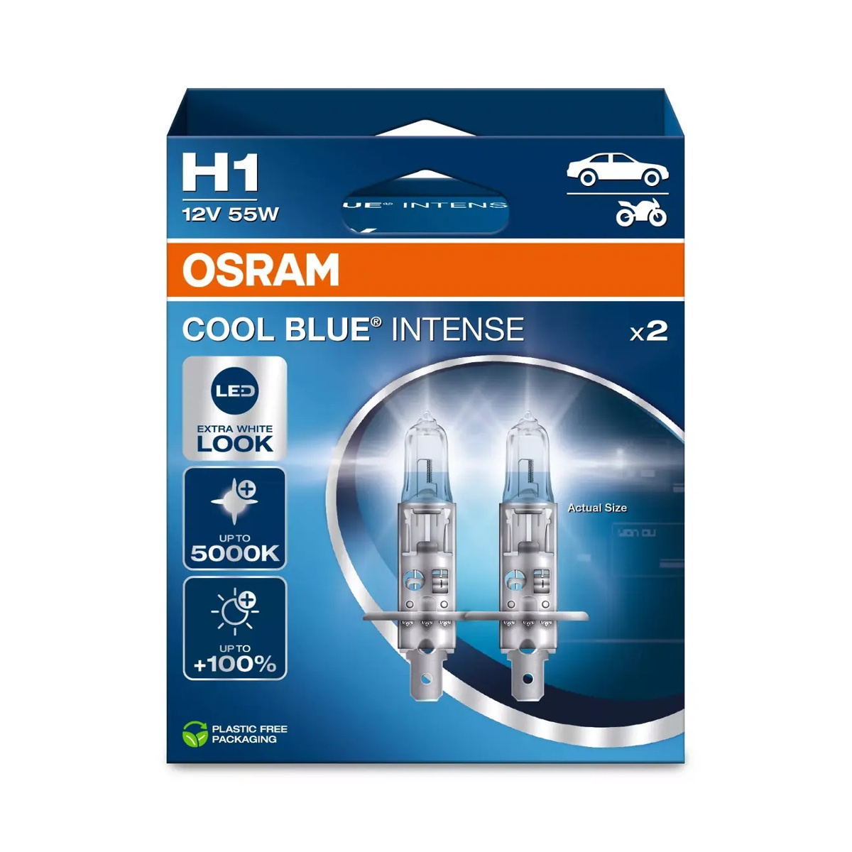 Żarówka samochodowa H1 Osram Cool Blue Intense ECO 5000K 55W - 2szt ...